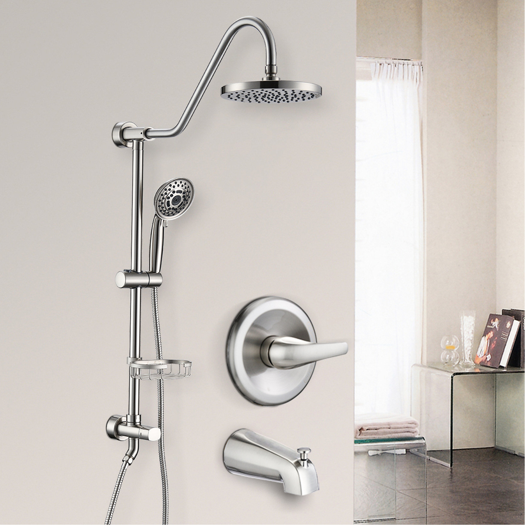 CaneCreations 8" Rain Shower Head And Handheld With Spray Holes 5 Theme - Wayfair Canada